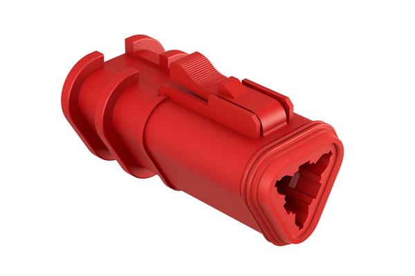 3 Pin Overmold Plug Socket, Red - AT06-3S-OMRED