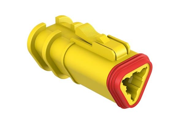 3 Pin Overmold Plug Socket, Yellow - AT06-3S-OMYEL
