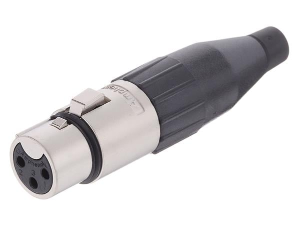 3 Pole Socket Female Plug Xlr Ac Audio Cable Connector Black Finish - AC3F