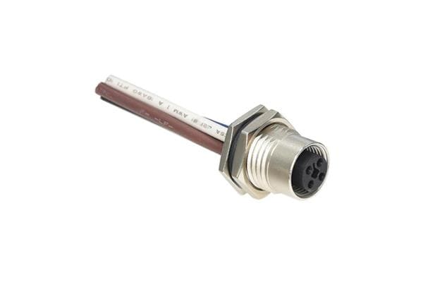 M12 Circular Metric Connector, T Code, Metal, 12a, 04 Pins, Female ...