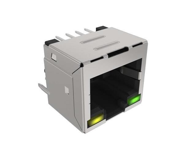 Low Profile Vertical Rj45 Thm W/ Led W/ Shield W/o Emi Tabs Au Flash ...