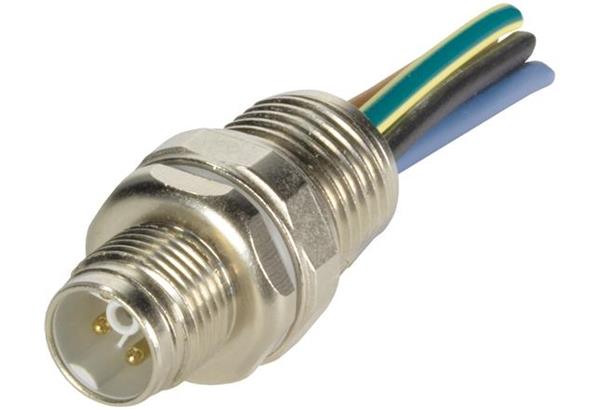 M12 K-code 4+pe Pin Male Shielded To 0.3m 1.5mm2 (awg16) Flying Leads ...