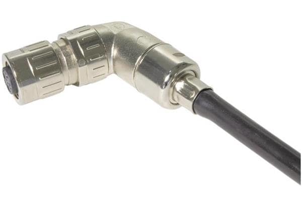 M12 A-code 4/5pin Female Shielded, Crimp, Slim Design, Angled, Cable ...