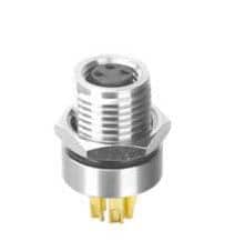 M8 Female 4 Position Panel Mounted Connector Solder Type Front Fastened ...