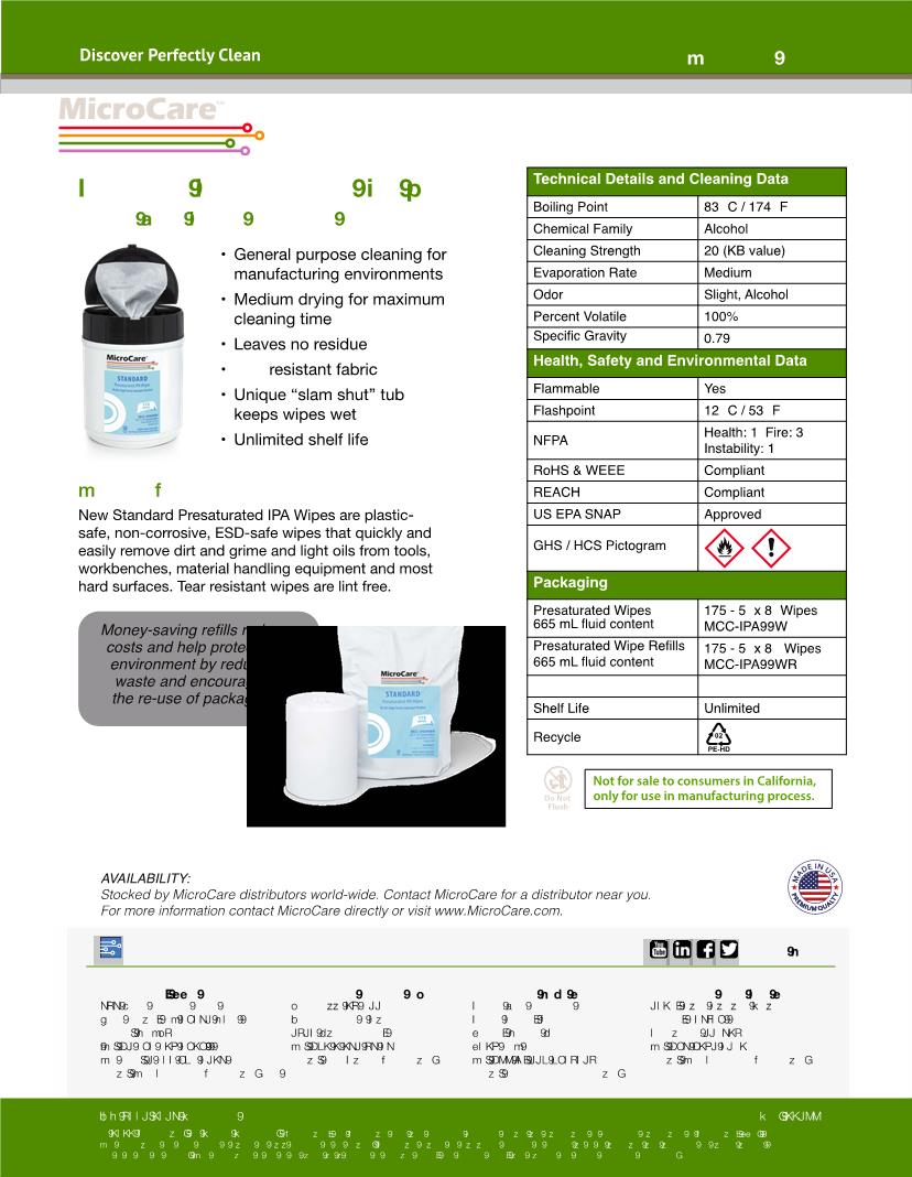 Wipes Chemicals Datasheets – Mouser
