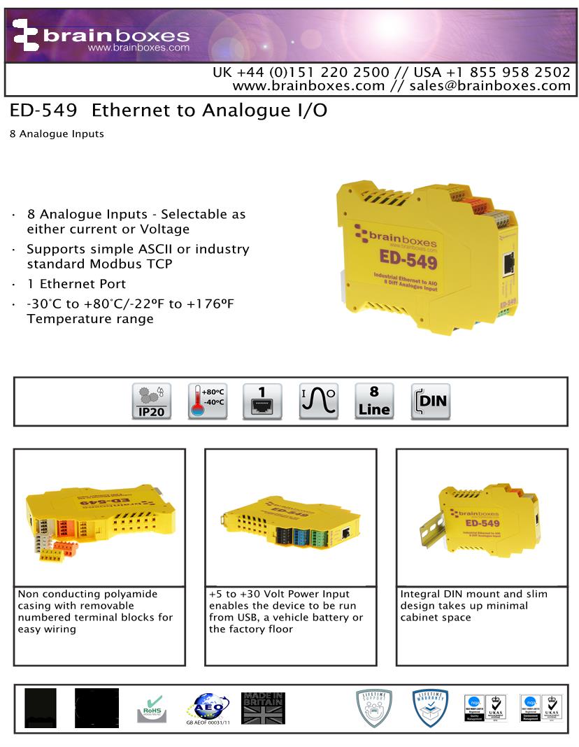Brainboxes Electromechanical Datasheets – Mouser
