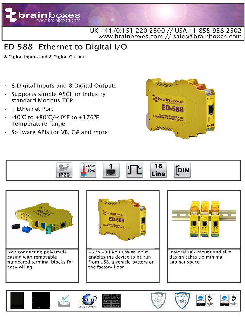 Brainboxes Electromechanical Datasheets – Mouser