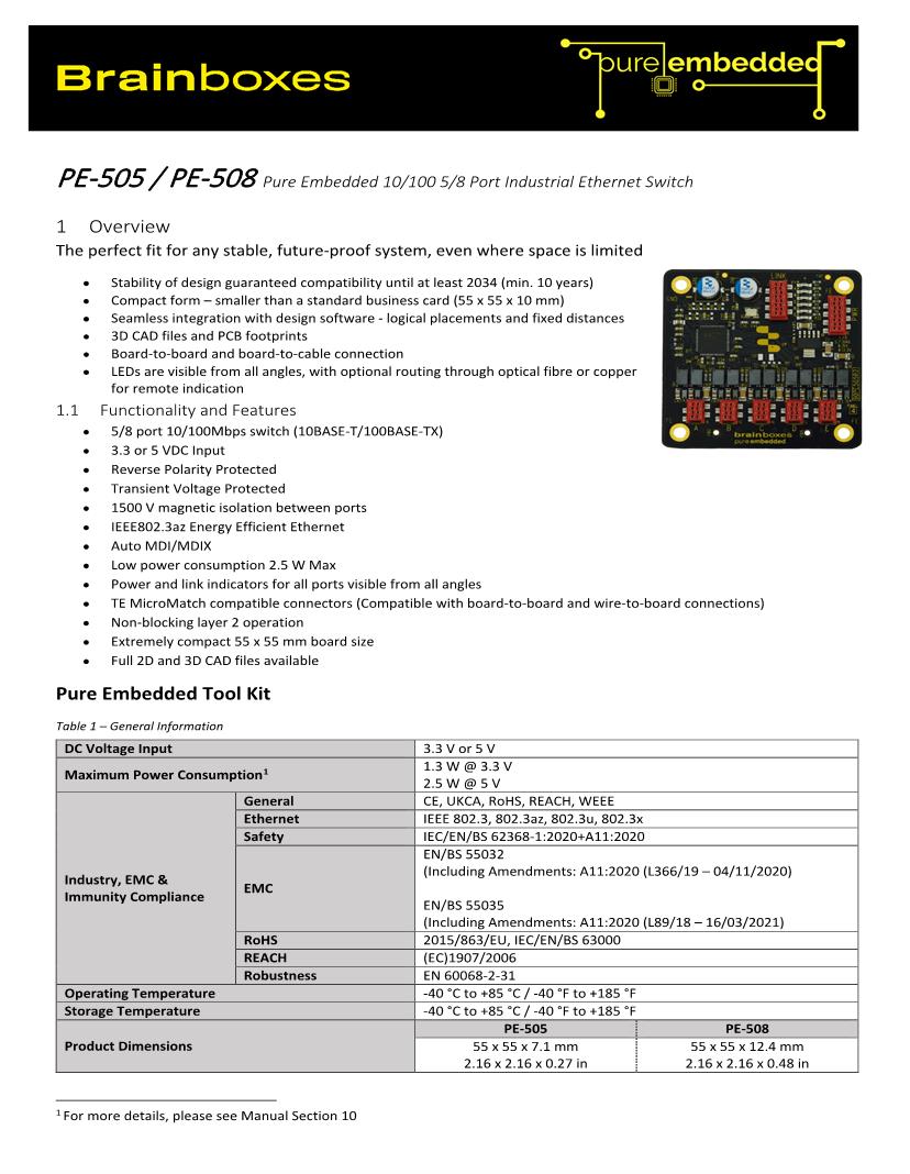 Brainboxes Electromechanical Datasheets – Mouser
