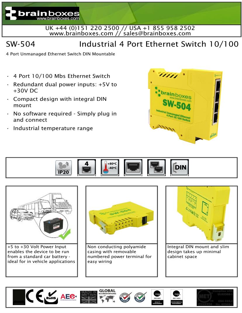 Brainboxes Electromechanical Datasheets – Mouser