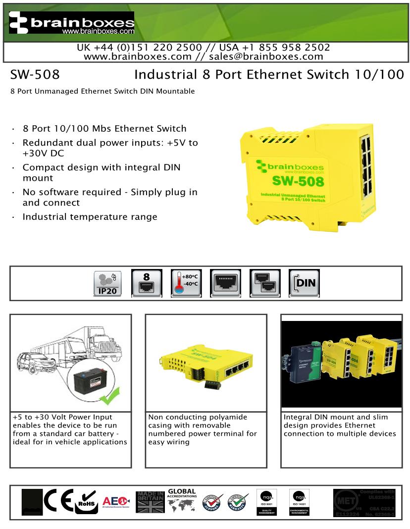 Brainboxes Electromechanical Datasheets – Mouser
