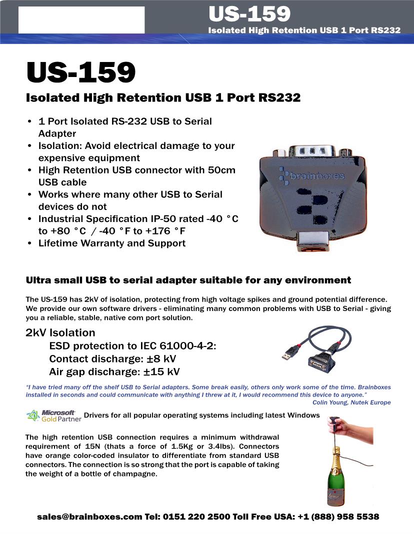 Brainboxes Electromechanical Datasheets – Mouser