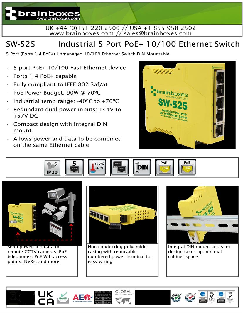 Brainboxes Electromechanical Datasheets – Mouser