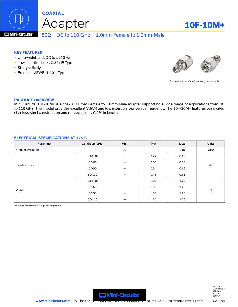Mini-Circuits Connectors Datasheets – Mouser