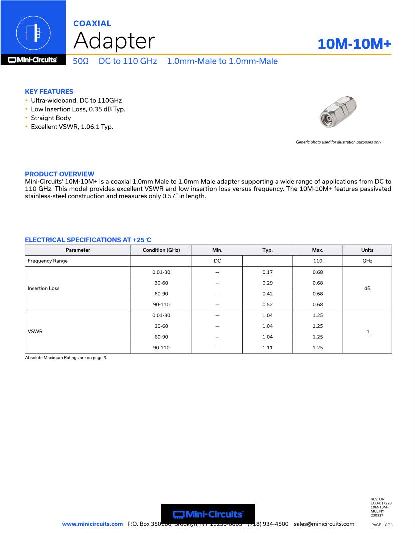 Mini-Circuits Connectors Datasheets – Mouser