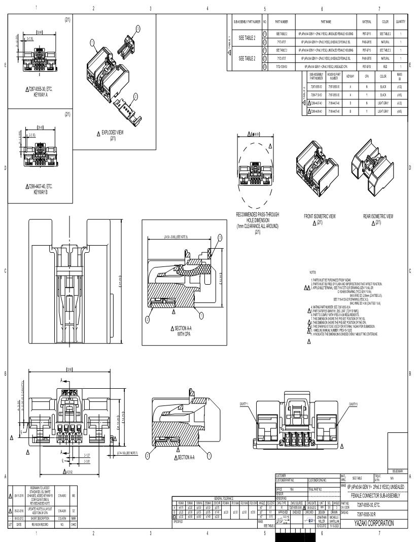 Yazaki Automotive Connectors Datasheets – Mouser