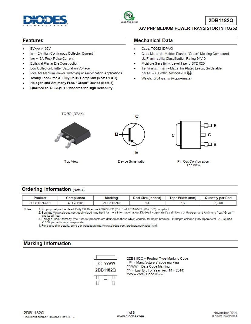 A SMD/SMT TO-252-3 PNP Bipolar Transistors BJT Datasheets, 41% OFF