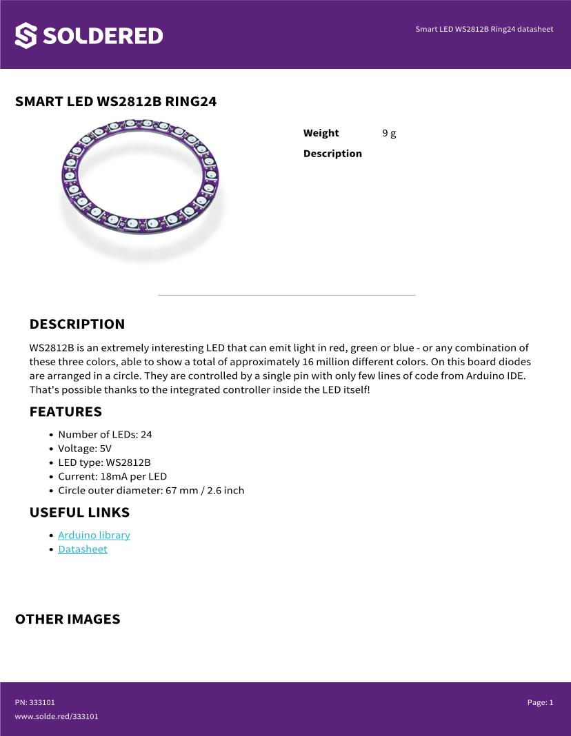 WS2812B Core LED Lighting Development Tools Datasheets – Mouser