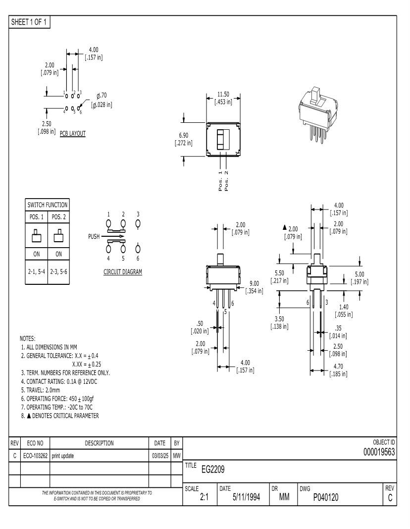 E-Switch DPDT Switches Datasheets – Mouser