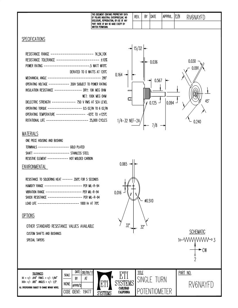 Variable Resistor Datasheet