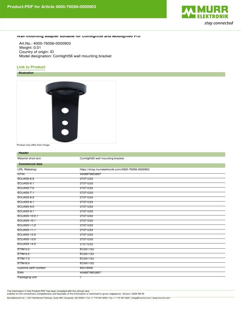 Bracket LED Lighting Fixture Accessories Datasheets – Mouser