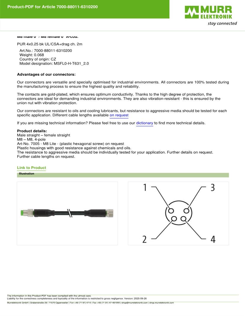 Murrelektronik Connectors Datasheets – Mouser