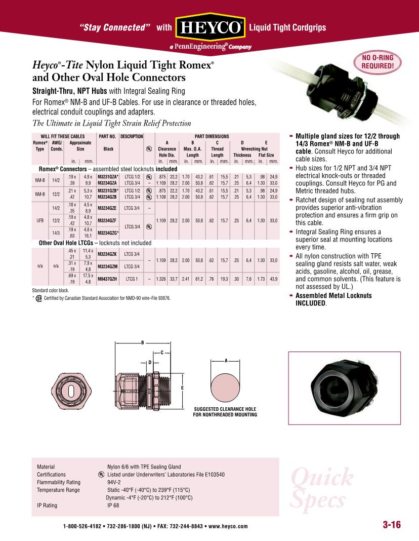 M3234 HEYCO Cable Glands,Strain Relief Cord Grips, 47% OFF