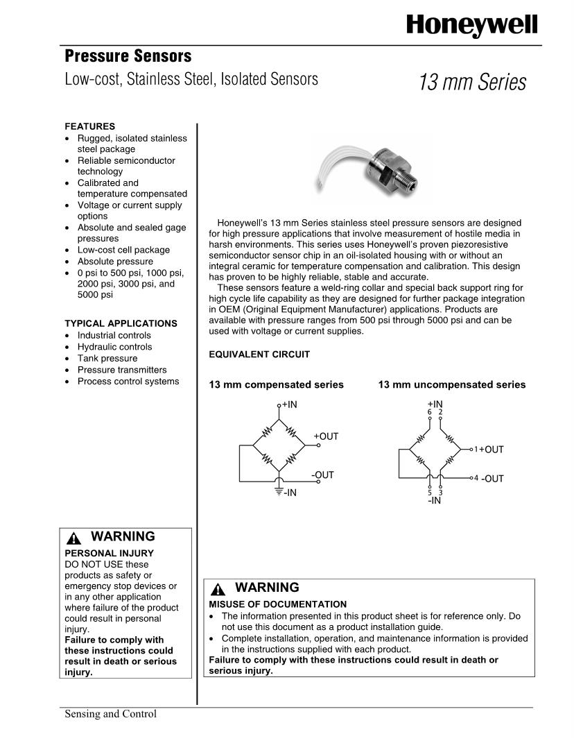 Honeywell Electromechanical Datasheets – Mouser