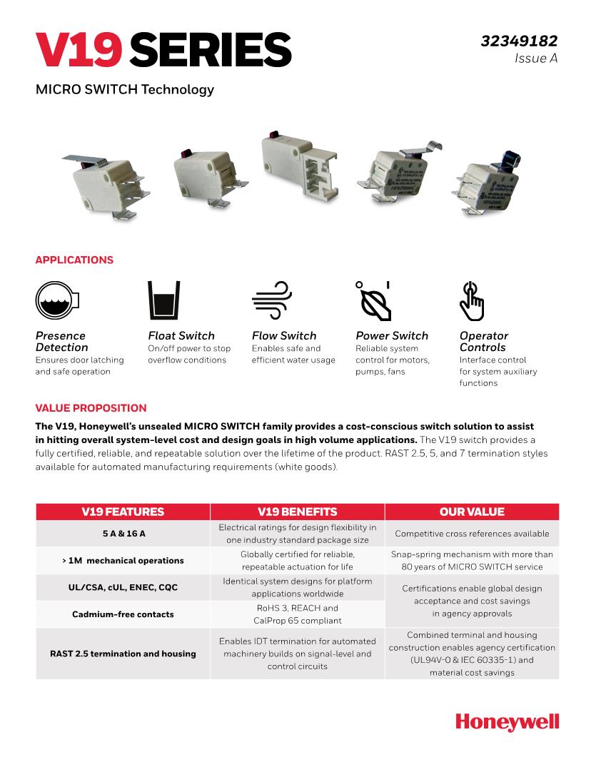 Honeywell Electromechanical Datasheets – Mouser