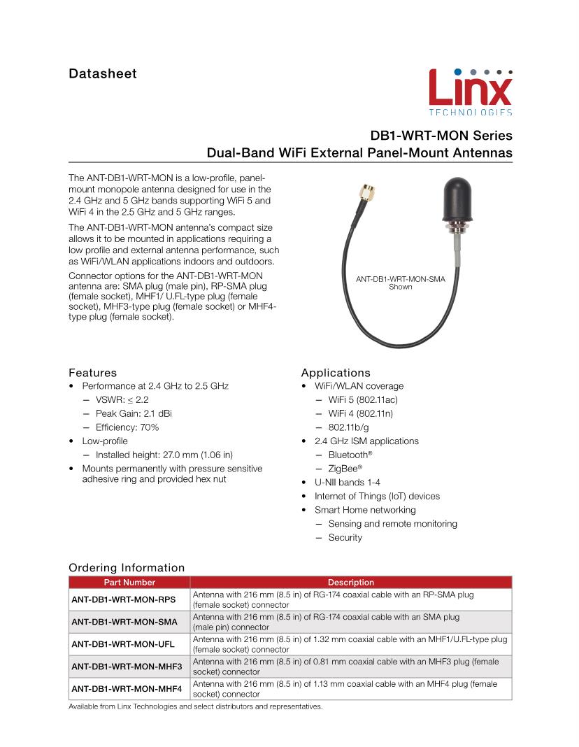 Antennas Datasheets – Mouser