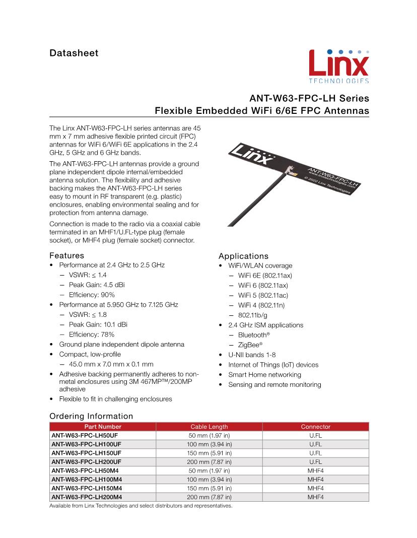 Antennas Datasheets – Mouser