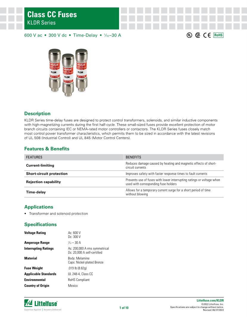 Search results for: LDR07 Industrial & Electrical Fuses Datasheets – Mouser