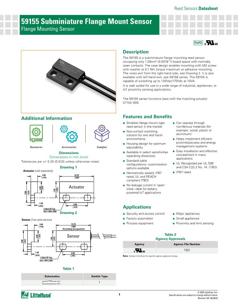 Proximity Sensors Datasheets – Mouser