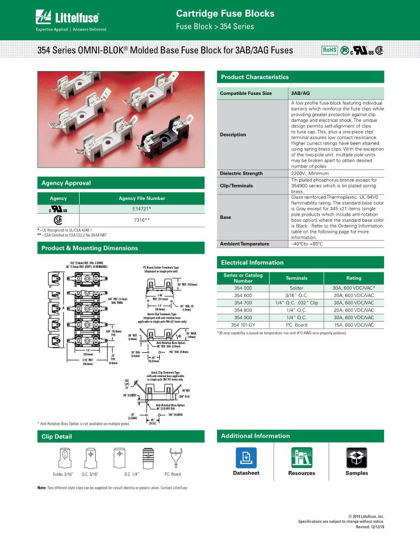 LF Series Fuse Block Brochure Datasheet By Littelfuse, 47% OFF