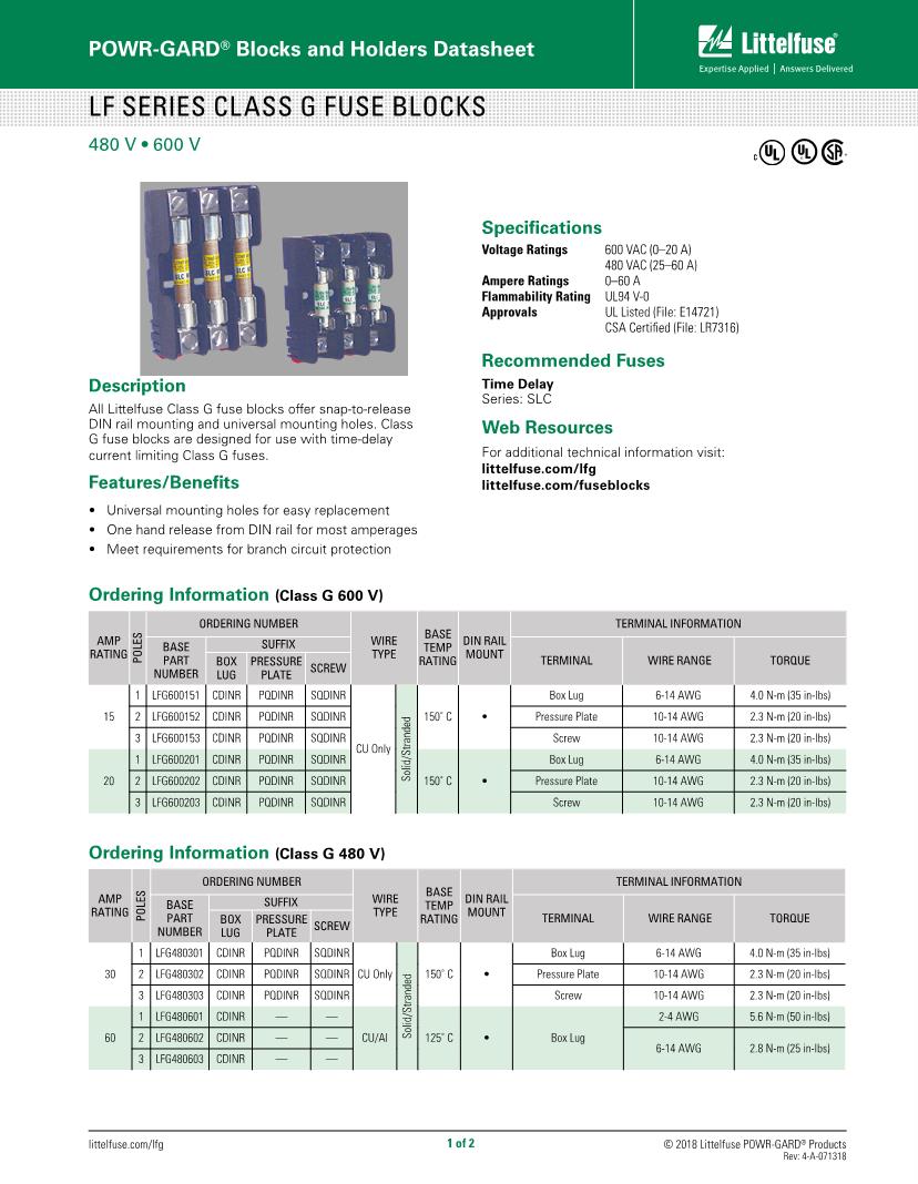 LF Series Fuse Block Brochure Datasheet By Littelfuse, 47% OFF