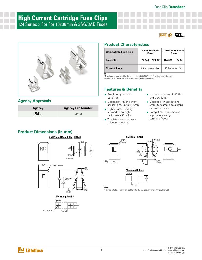Fuseholders, Clips, & Hardware Datasheets – Mouser