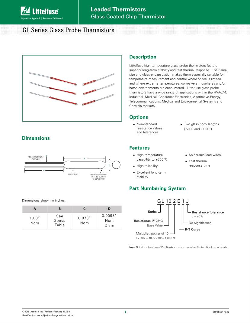 Littelfuse NTC Thermistors Datasheets – Mouser