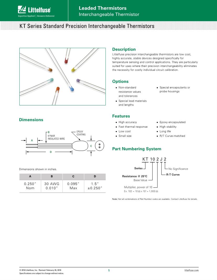 Littelfuse NTC Thermistors Datasheets – Mouser