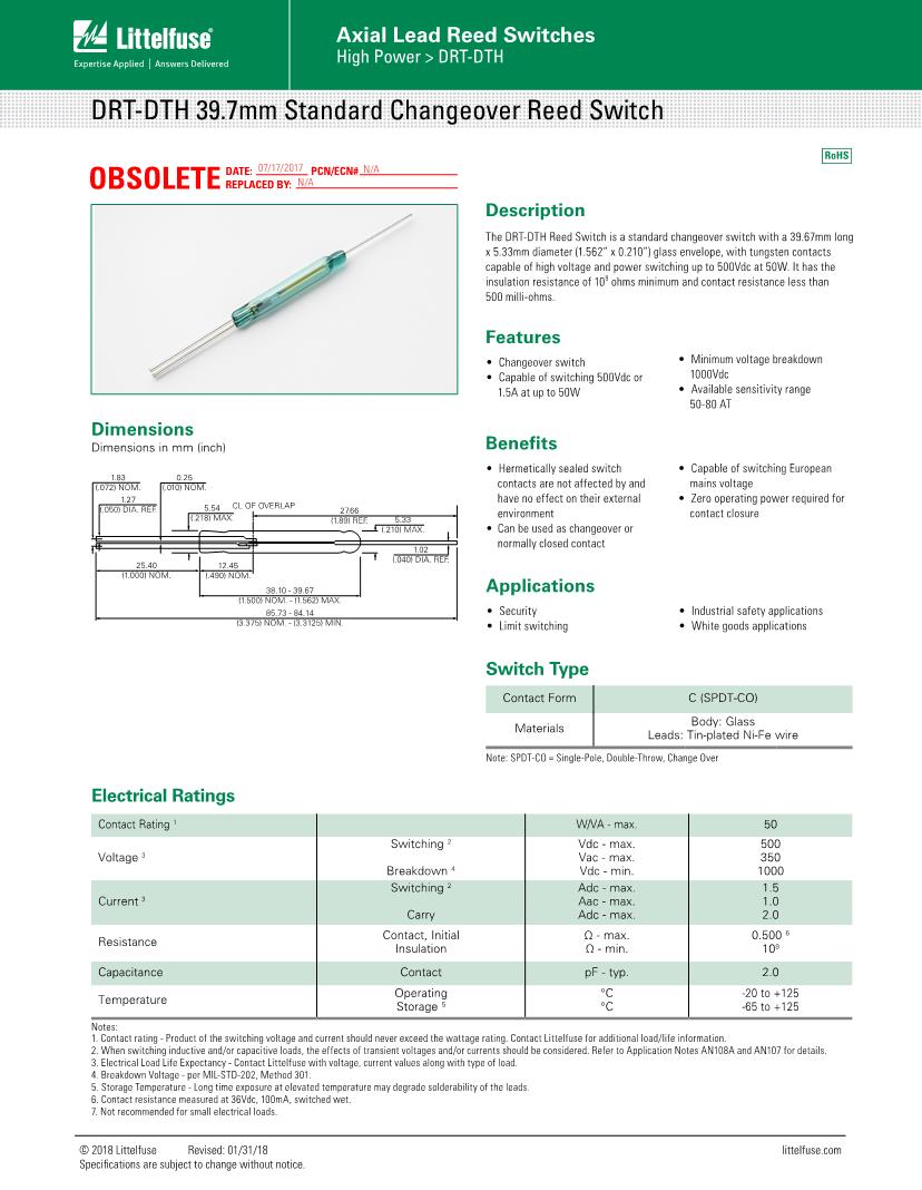 Thermal Hermetically Sealed Switch AD065 Hermetically Sealed ...