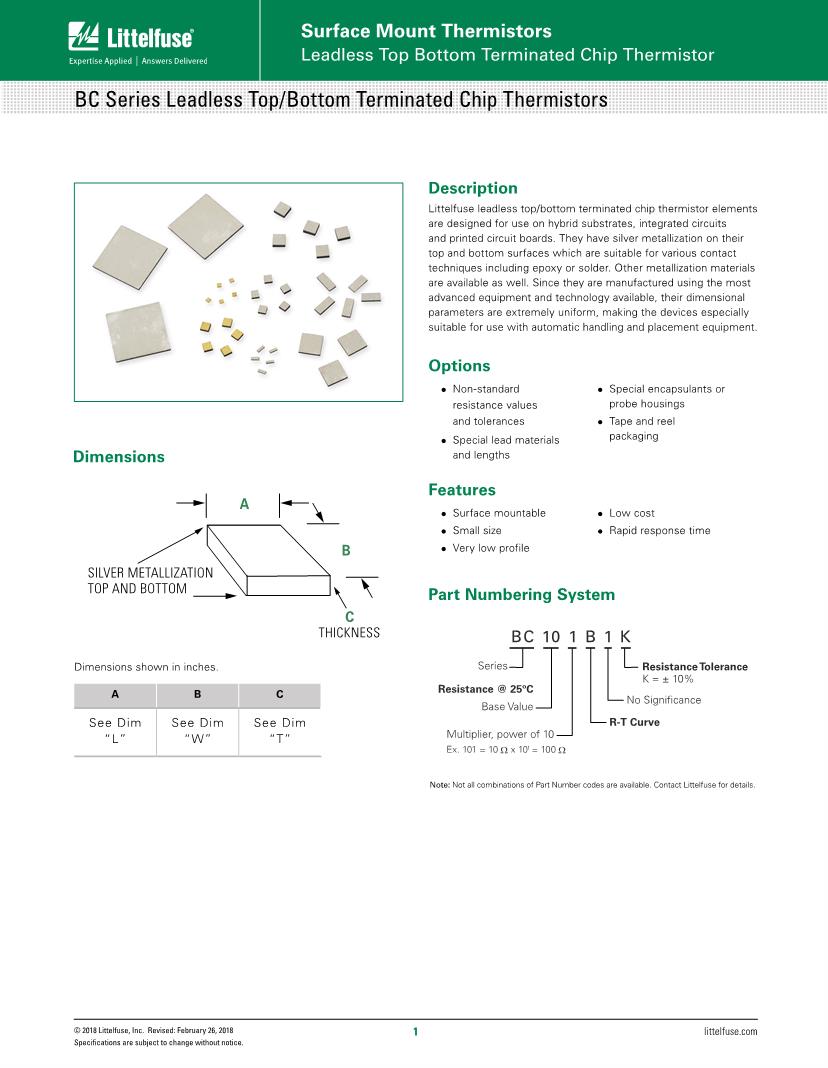 Littelfuse NTC Thermistors Datasheets – Mouser