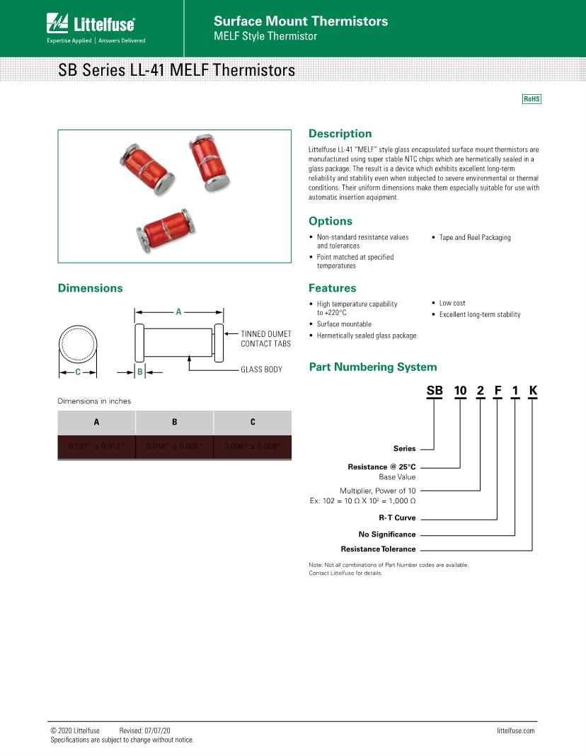 Littelfuse NTC Thermistors Datasheets – Mouser
