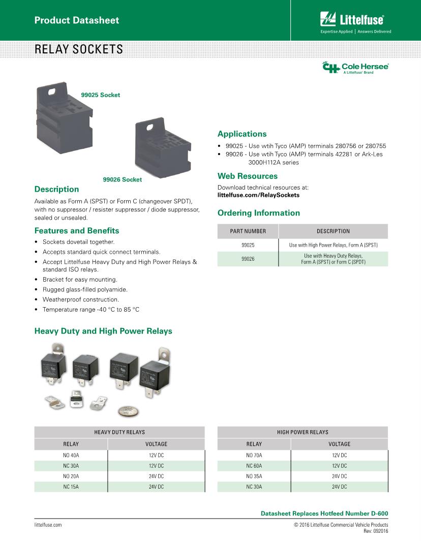 Relay Sockets & Hardware Datasheets – Mouser
