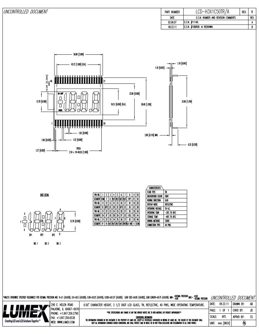 LCD Numeric Display Modules Datasheets – Mouser