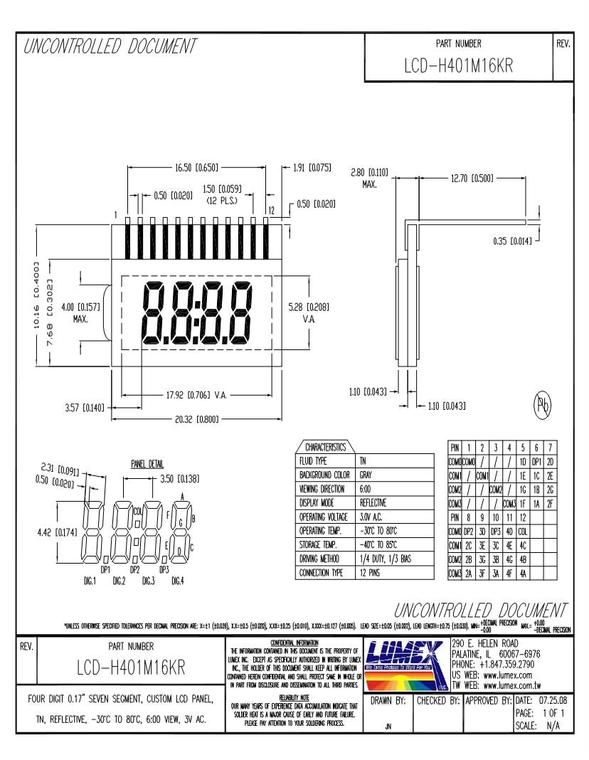 LCD Numeric Display Modules Datasheets – Mouser