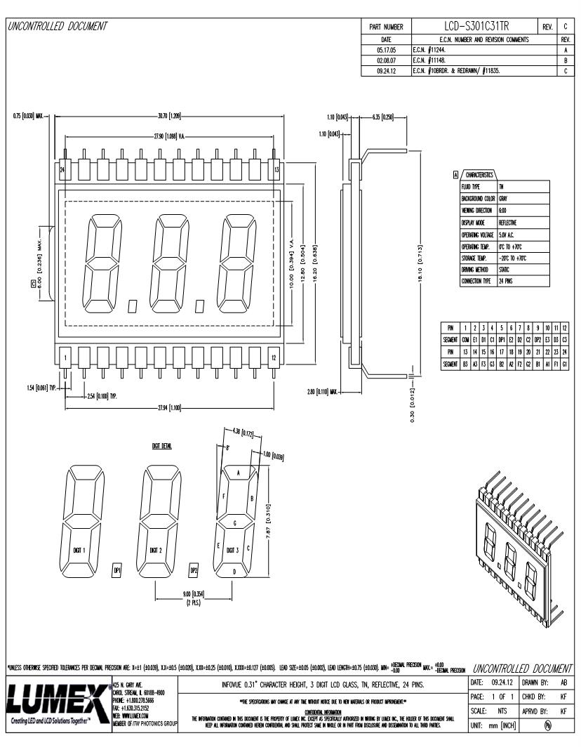 LCD Numeric Display Modules Datasheets – Mouser