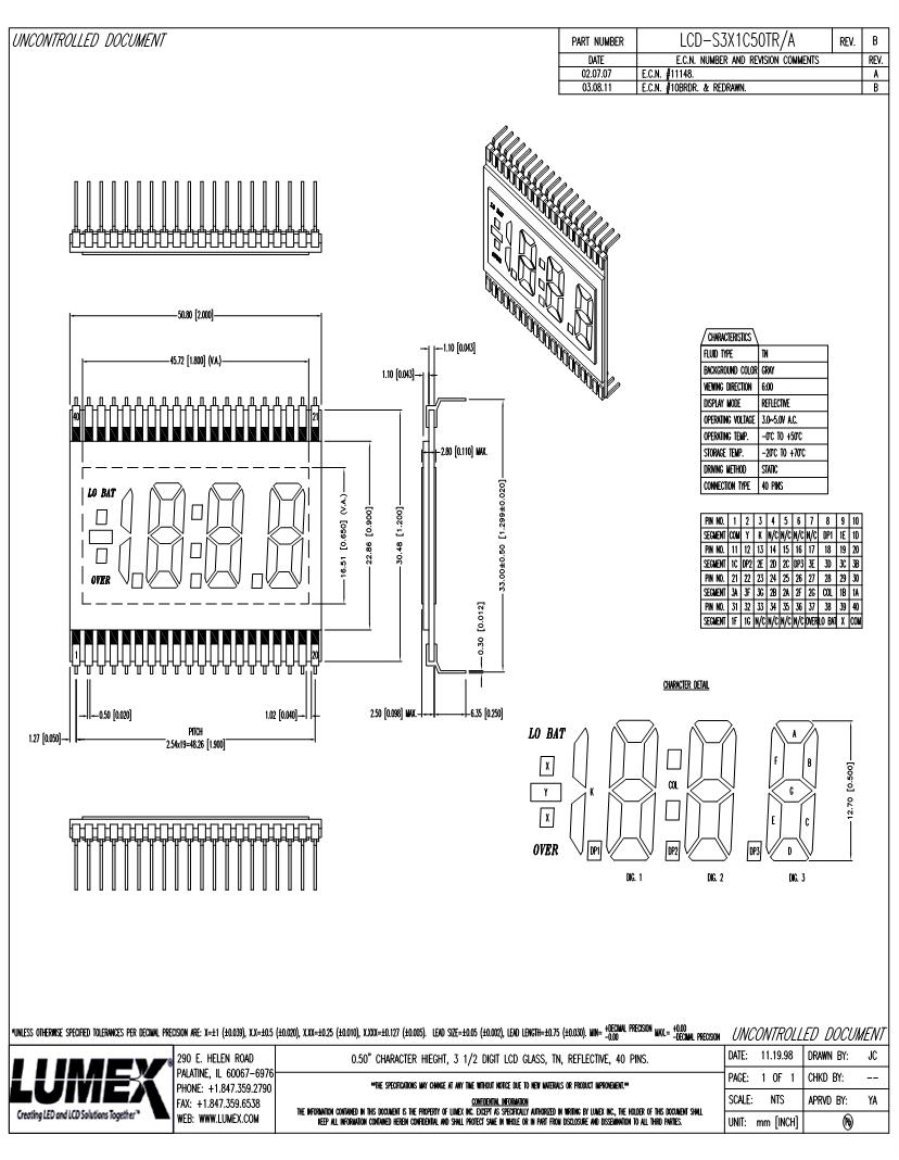 LCD Numeric Display Modules Datasheets – Mouser