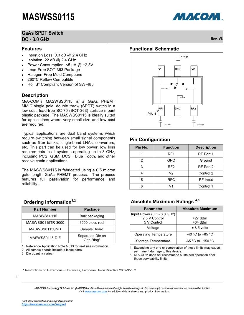 Spdt Switch Datasheet