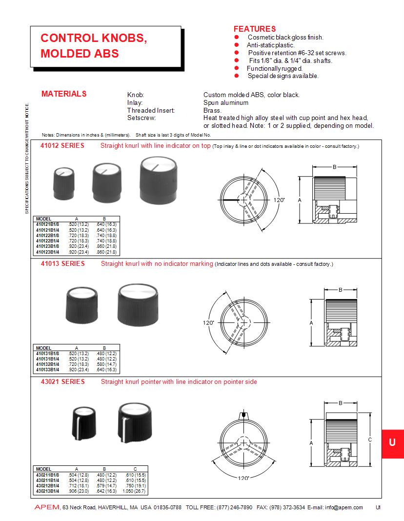 Knobs Pointer/Selector Knobs & Dials Datasheets – Mouser