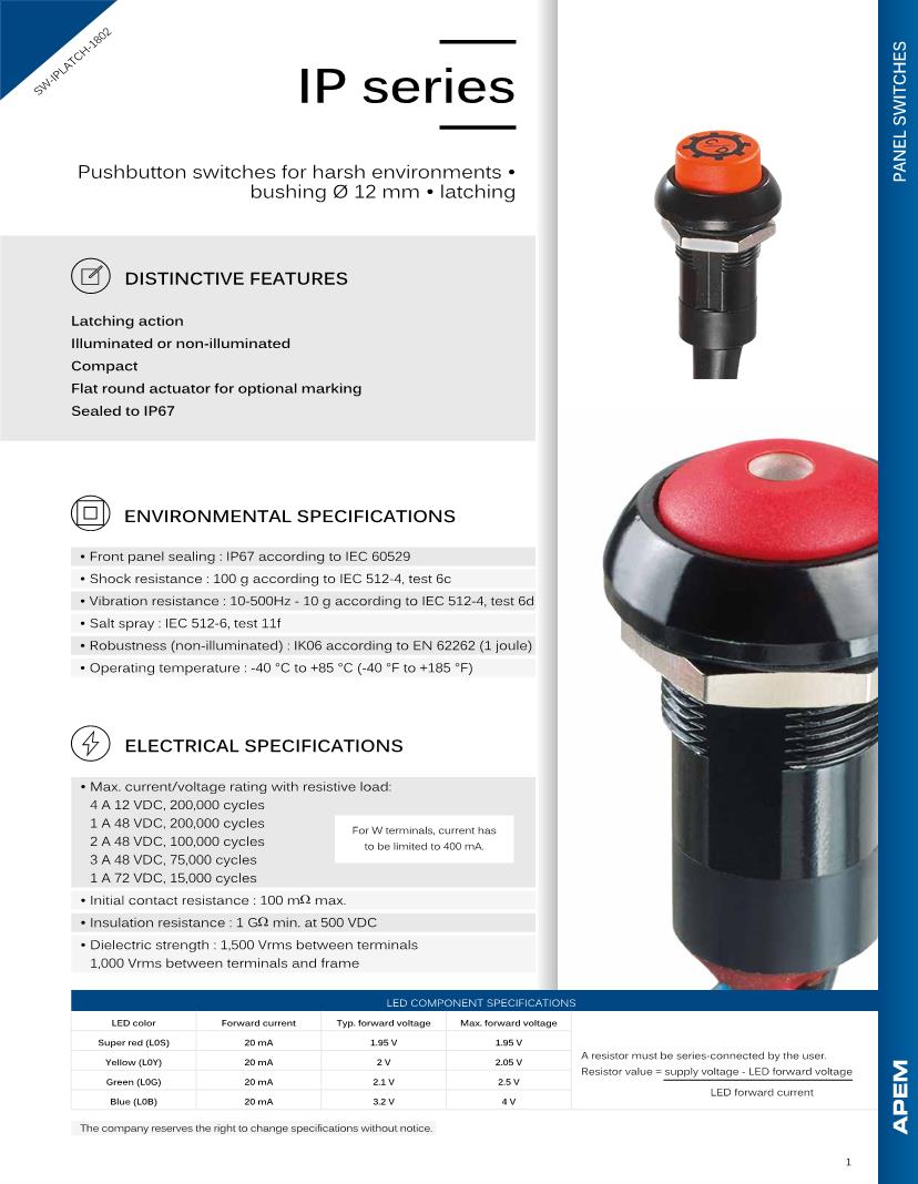 Green SPST Electromechanical Datasheets – Mouser