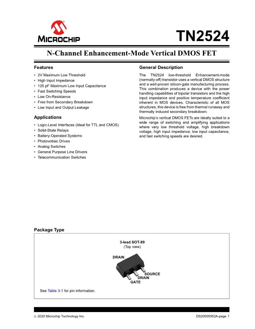 SOT-89-3 N-Channel Semiconductors Datasheets – Mouser