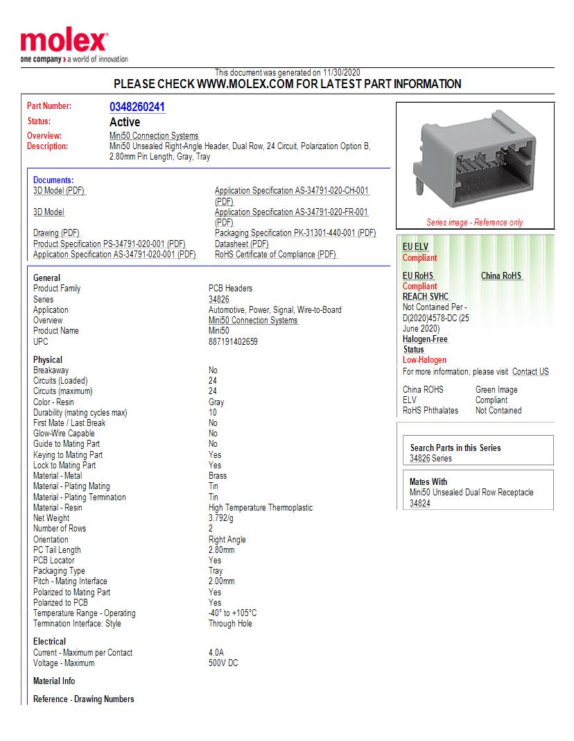 PCB Header Connectors Datasheets – Mouser